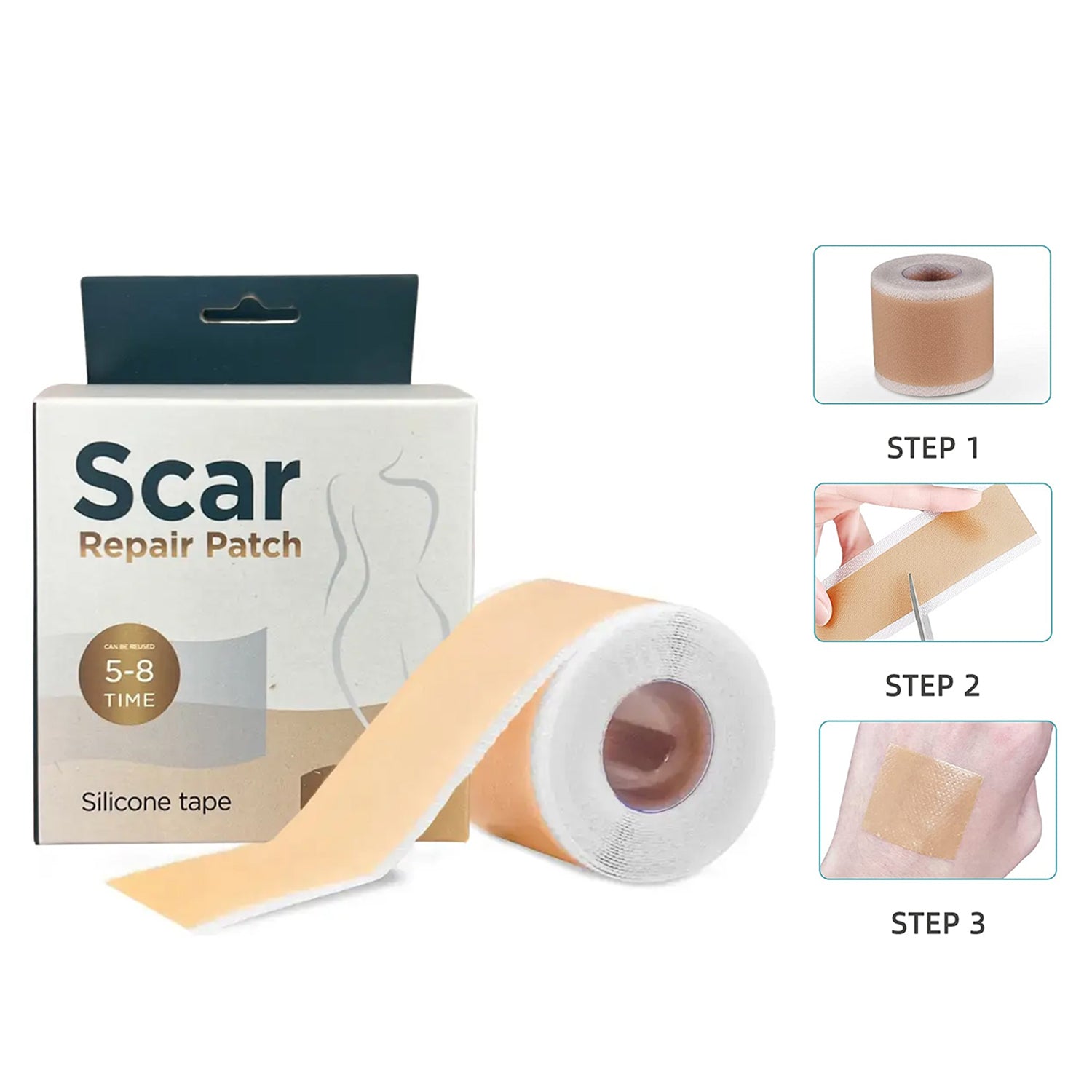 Comfortable Painless Silicone Medical Scar Tape (1.6” X 60”Roll ...